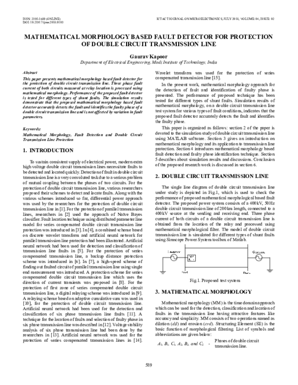 (PDF) Mathematical Morphology Based Fault Detector for Protection of Double Circuit Transmission ...