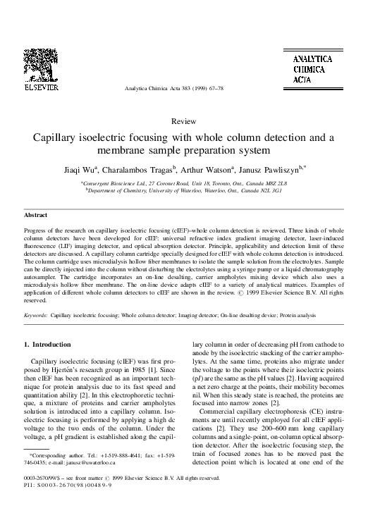 (PDF) Capillary isoelectric focusing with whole column detection and a membrane sample ...