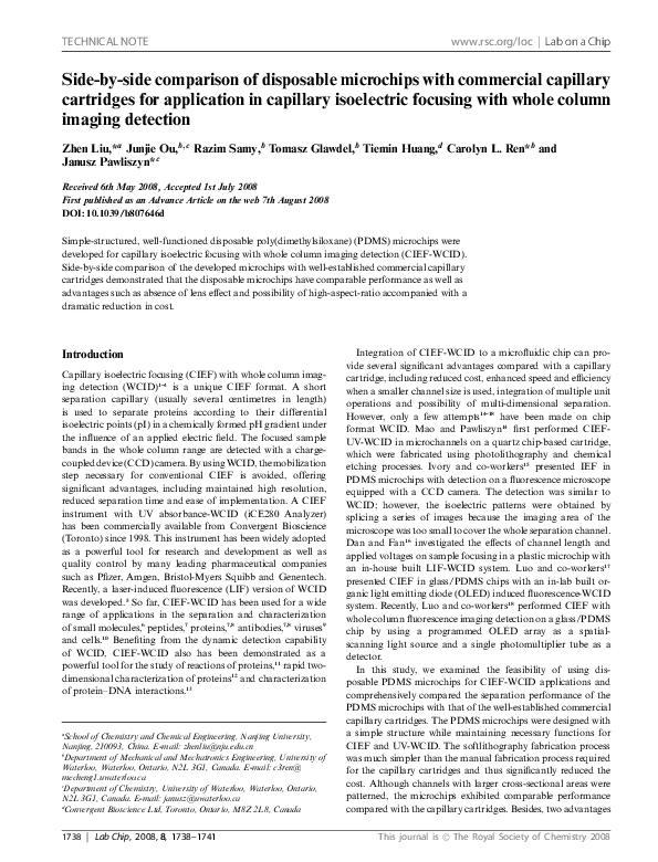 (PDF) Side-by-side comparison of disposable microchips with commercial ...