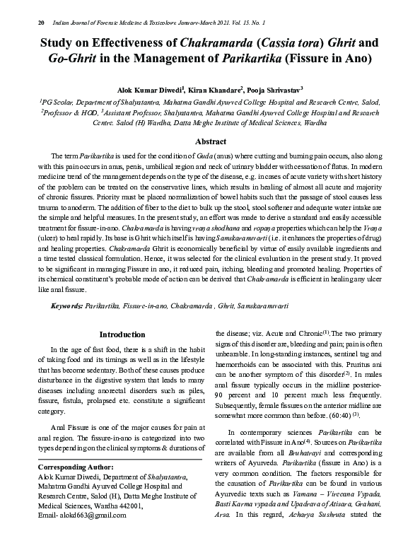 (PDF) Study on Effectiveness of Chakramarda (Cassia tora) Ghrit and Go ...