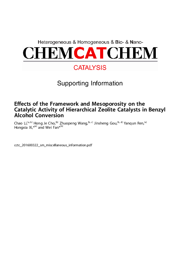 (PDF) Effects of the Framework and Mesoporosity on the Catalytic ...