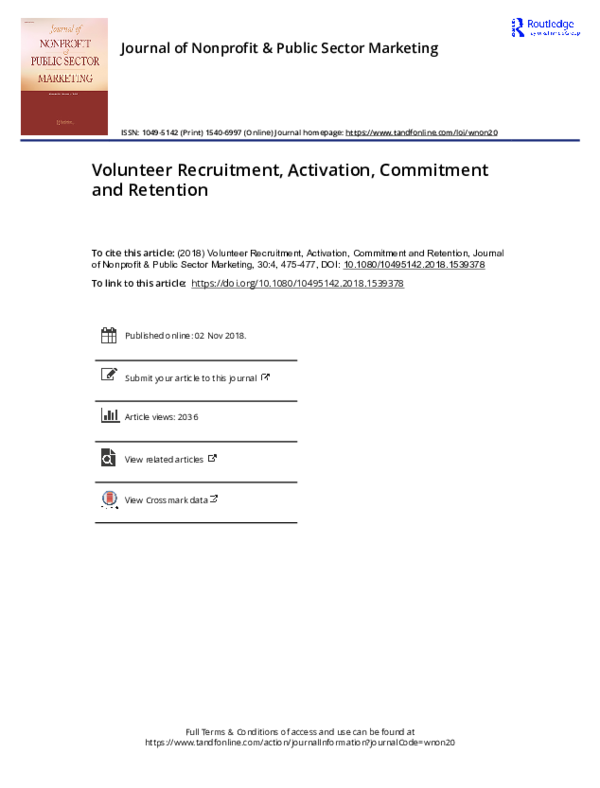 (PDF) Volunteer Recruitment, Activation, Commitment and Retention