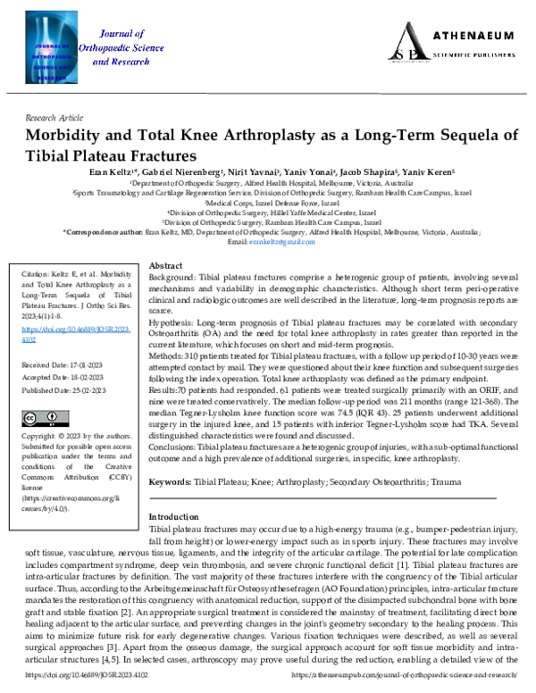 (PDF) Morbidity and Total Knee Arthroplasty as a Long-Term Sequela of ...