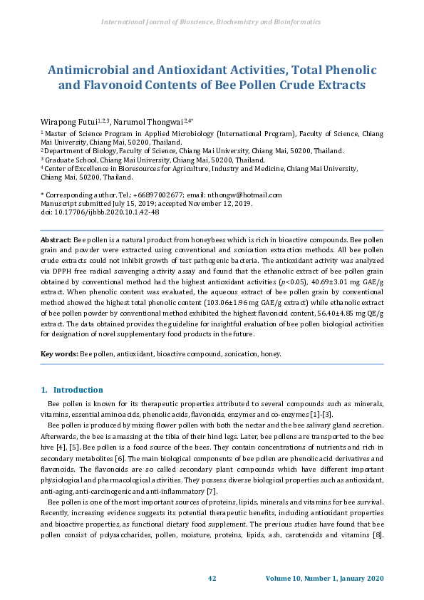 (PDF) Antimicrobial and Antioxidant Activities, Total Phenolic and Flavonoid Contents of Bee ...