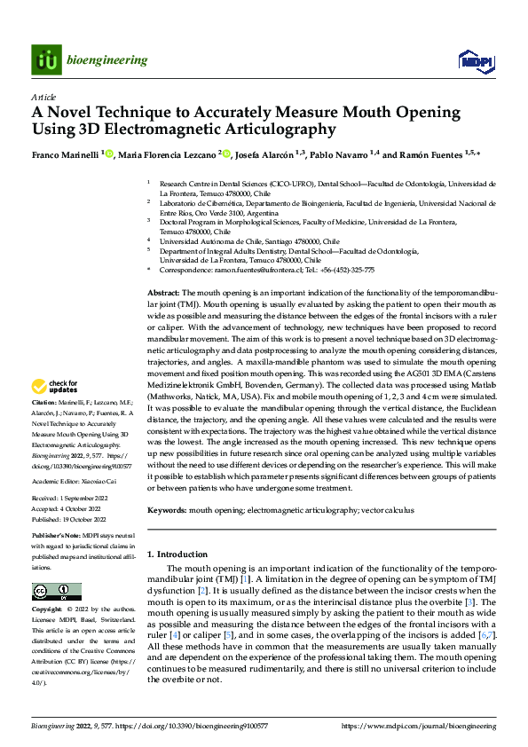 Pdf A Novel Technique To Accurately Measure Mouth Opening Using 3d Electromagnetic Articulography