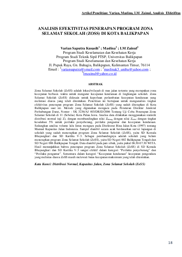 (PDF) Analisis Efektivitas Penerapan Program Zona Selamat Sekolah (Zoss ...