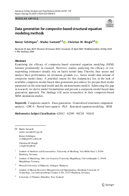 Pdf Data Generation For Composite Based Structural Equation Modeling Methods Christian