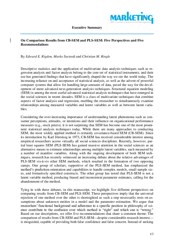(PDF) On Comparing Results from CB-SEM and PLS-SEM: Five Perspectives ...