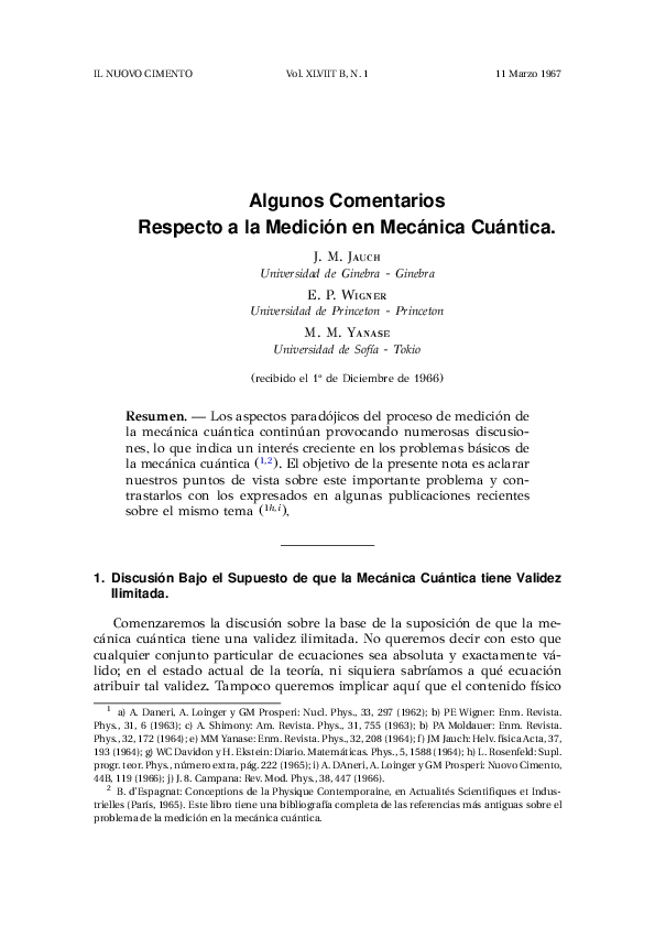 (PDF) Algunos Comentarios Respecto a la Medición en Mecánica Cuántica ...