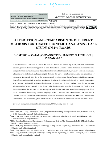 (PDF) Application and comparison of different methods for traffic ...