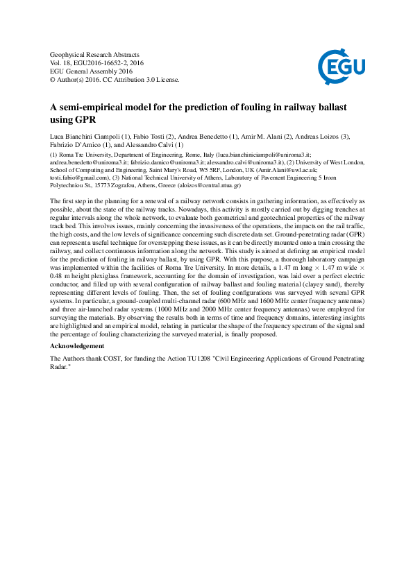 (PDF) A semi-empirical model for the prediction of fouling in railway ballast using GPR