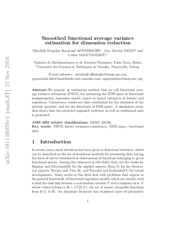 (PDF) Smoothed functional average variance estimation for dimension ...