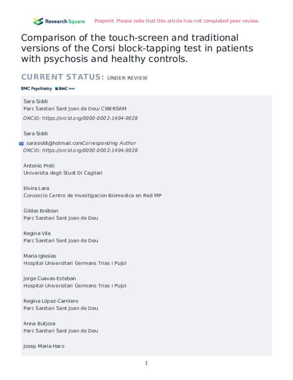 (PDF) Comparison of the touch-screen and traditional versions of the ...