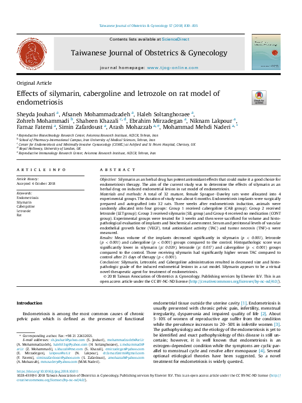 (PDF) Effects of silymarin, cabergoline and letrozole on rat model of ...