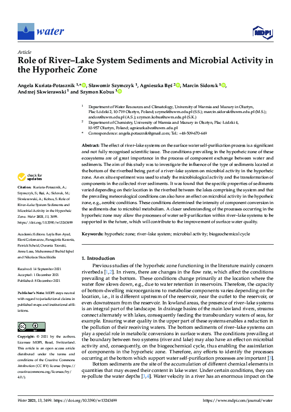 (PDF) Role of River–Lake System Sediments and Microbial Activity in the ...