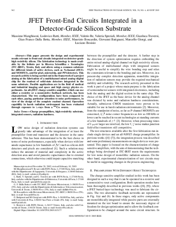 (PDF) JFET front-end circuits integrated in a detector-grade silicon ...