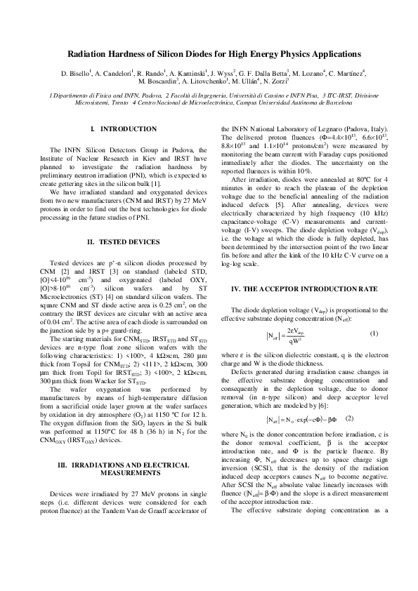 (PDF) Radiation hardness of silicon diodes for high energy physics ...