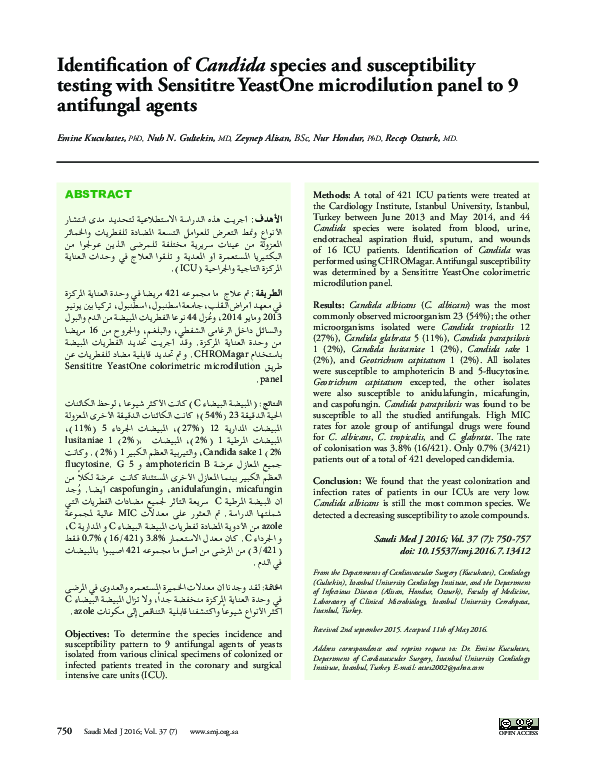 (PDF) Identification of Candida species and susceptibility testing with ...