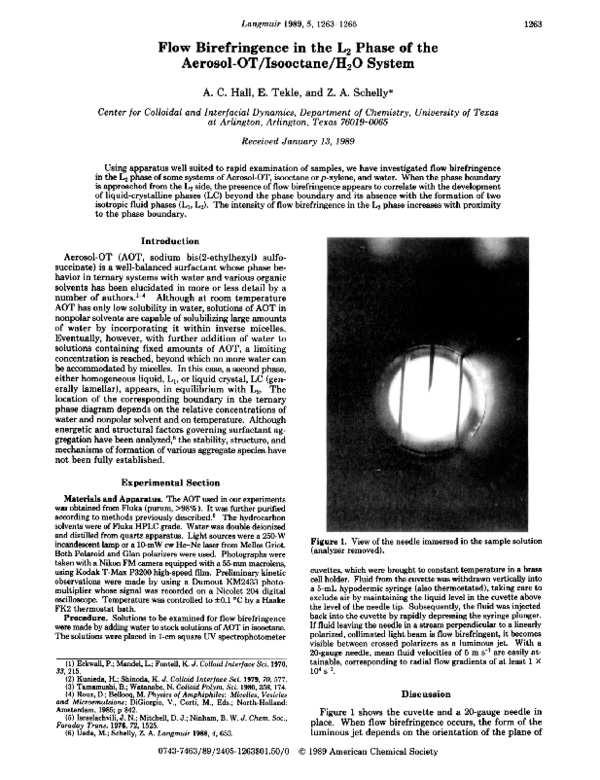 (PDF) Flow birefringence in the L2 phase of the Aerosol OT/isooctane ...