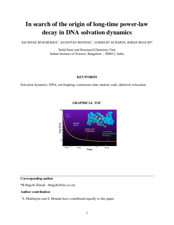 (PDF) In search of the origin of long-time power-law decay in DNA ...