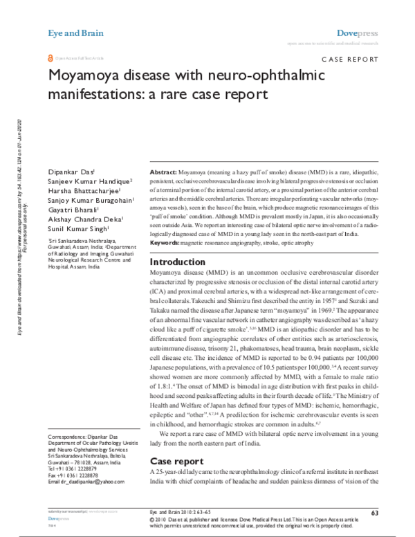 (PDF) Moyamoya disease with neuro-ophthalmic manifestations: a rare case report | sanjeev ...