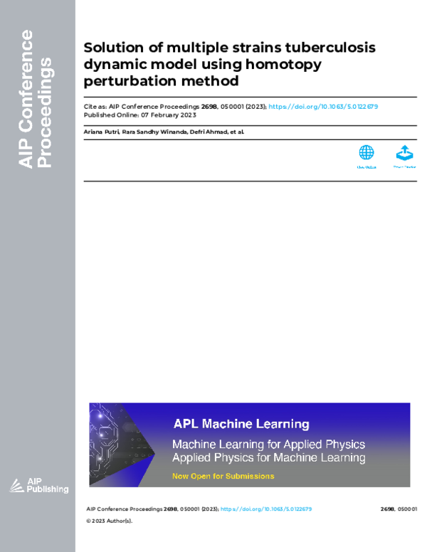 (PDF) Solution of multiple strains tuberculosis dynamic model using homotopy perturbation method