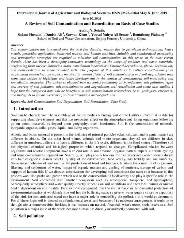 (PDF) A Review of Soil Contamination and Remediation on Basis of Case ...