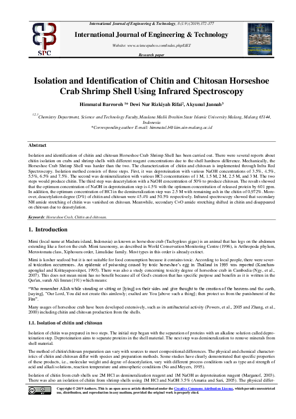 (PDF) Isolation and Identification of Chitin and Chitosan Horseshoe ...