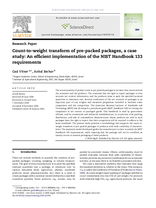 (PDF) Count-to-weight transform of pre-packed packages, a case study ...