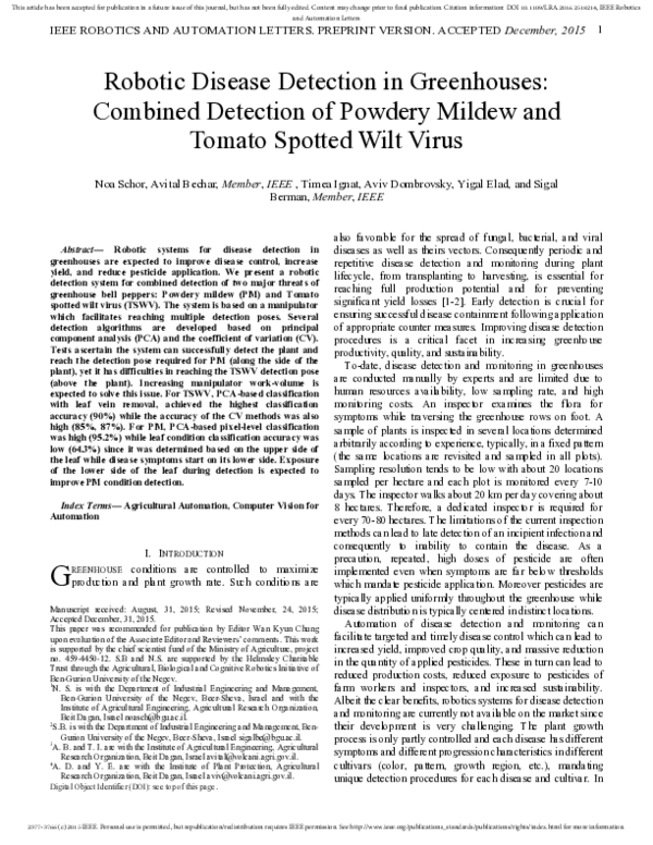 (PDF) Robotic Disease Detection in Greenhouses: Combined Detection of ...