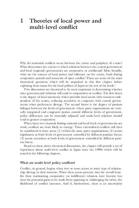 (PDF) Chapter 1 Theories of local power and multi-level conflict