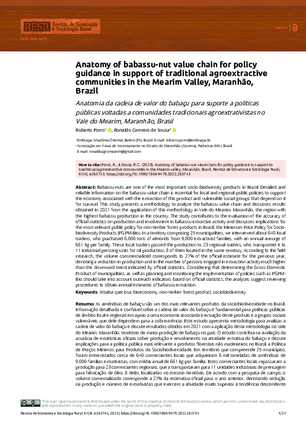 (PDF) Anatomy of babassu-nut value chain for policy guidance in support ...