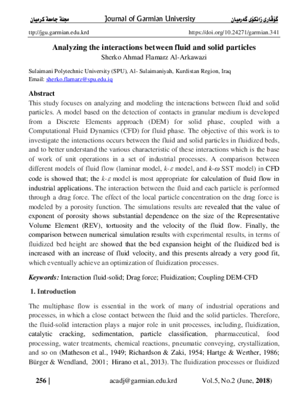 (PDF) Analyzing the interactions between fluid and solid particles