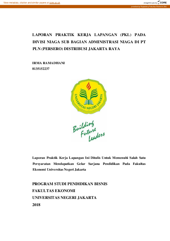 (PDF) Laporan Praktik Kerja Lapangan (PKL) Pada Divisi Niaga Sub Bagian Administrasi Niaga DI PT ...