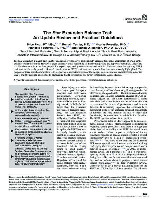 (PDF) The Star Excursion Balance Test: An Update Review and Practical ...
