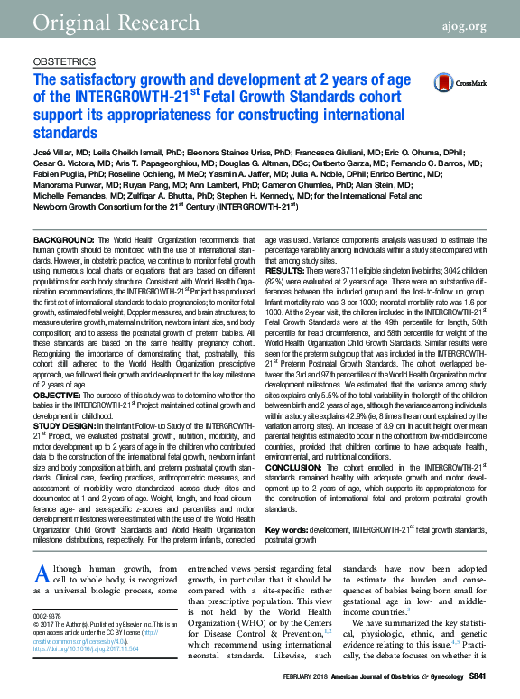 (PDF) The satisfactory growth and development at 2 years of age of the ...