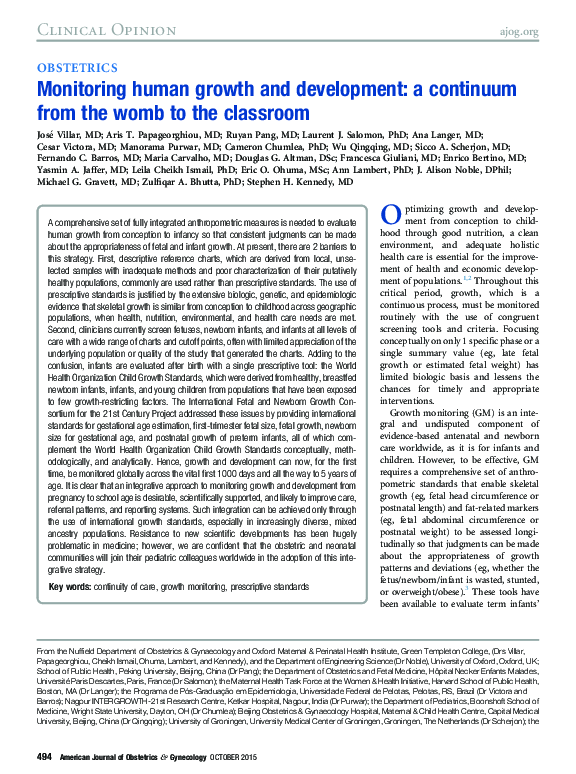 (PDF) Monitoring human growth and development: a continuum from the ...