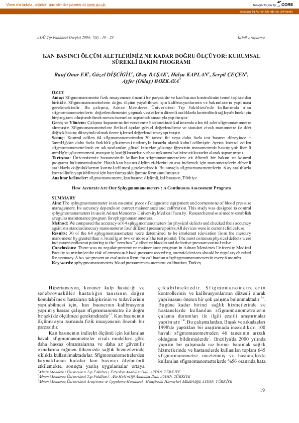 (PDF) How Accurate Are Our Sphygmomanometers: A Continuous Assessment ...