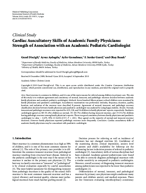 (PDF) Cardiac Auscultatory Skills of Academic Family Physicians ...