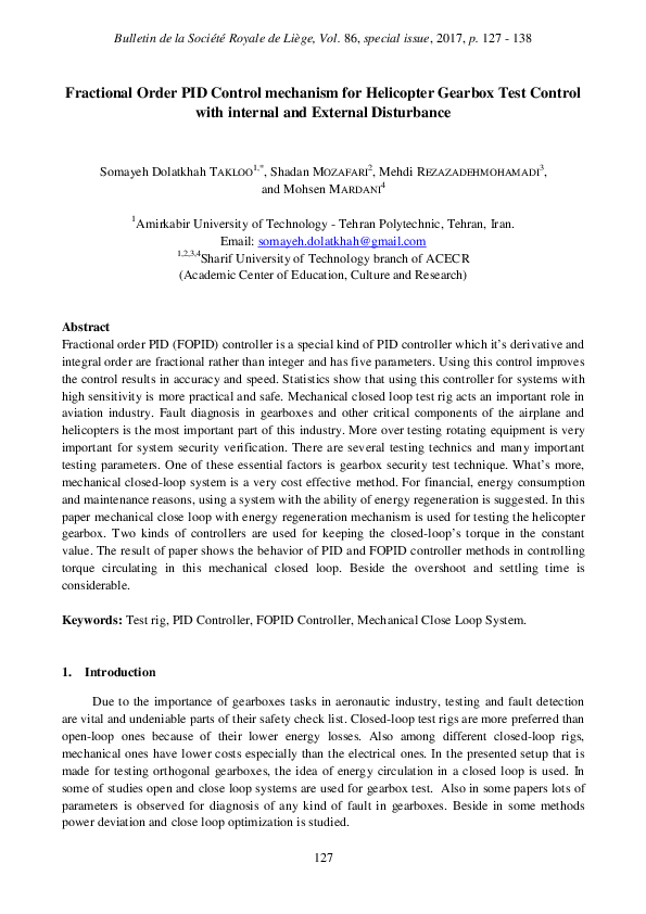 (PDF) Fractional Order PID Control mechanism for Helicopter Gearbox ...