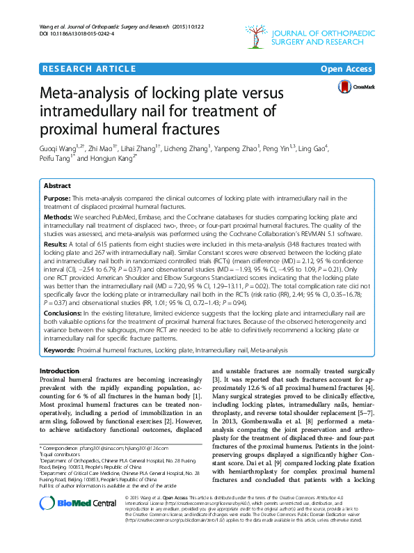 (PDF) Meta-analysis of locking plate versus intramedullary nail for treatment of proximal ...