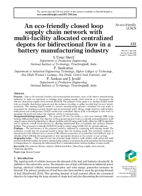 (PDF) An eco-friendly closed loop supply chain network with multi ...