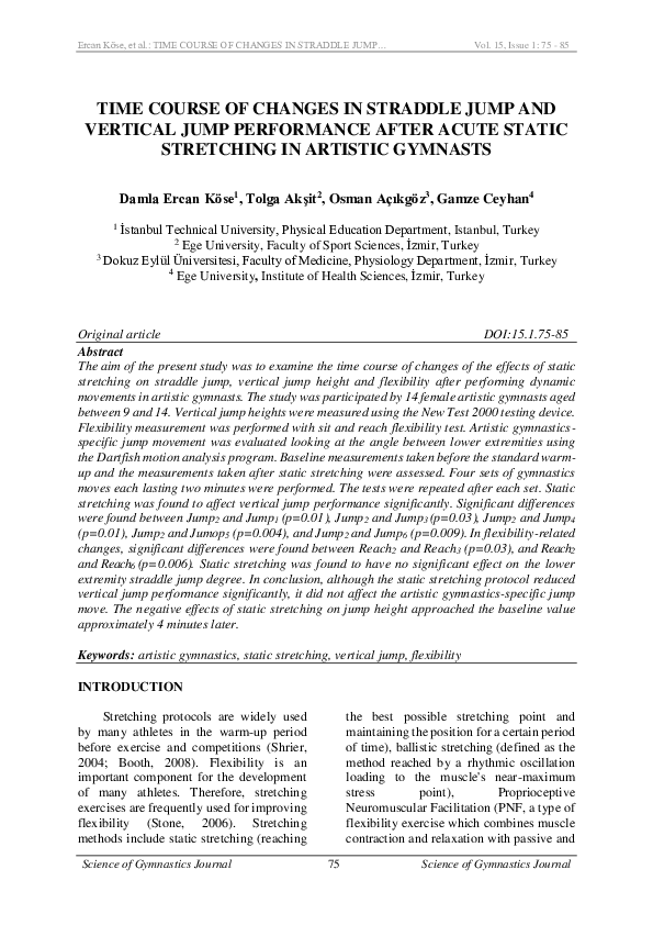 (PDF) TIME COURSE OF CHANGES IN STRADDLE JUMP AND VERTICAL JUMP PERFORMANCE AFTER ACUTE STATIC ...