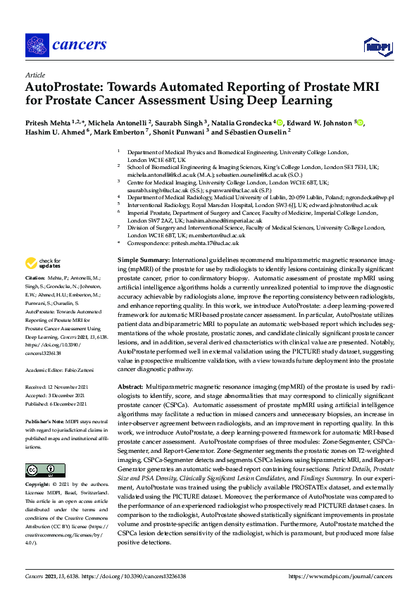 (PDF) AutoProstate: Towards Automated Reporting of Prostate MRI for ...