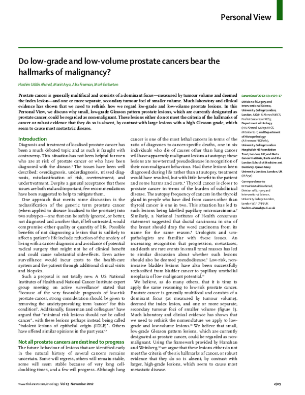 (PDF) Do low-grade and low-volume prostate cancers bear the hallmarks ...