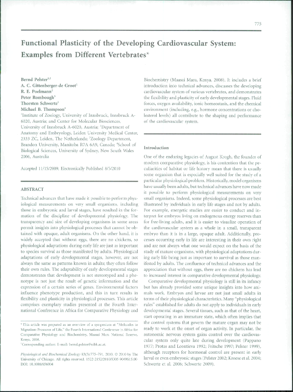 (PDF) Functional Plasticity of the Developing Cardiovascular System ...