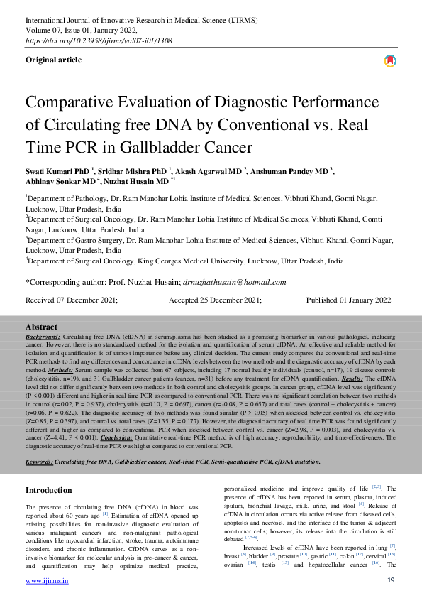 (PDF) Comparative Evaluation of Diagnostic Performance of Circulating ...
