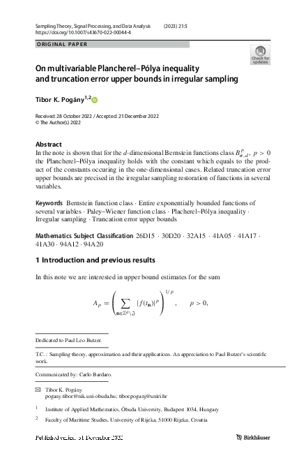 Pdf On Multivariable Plancherel Pólya Inequality And Truncation Error Upper Bounds In