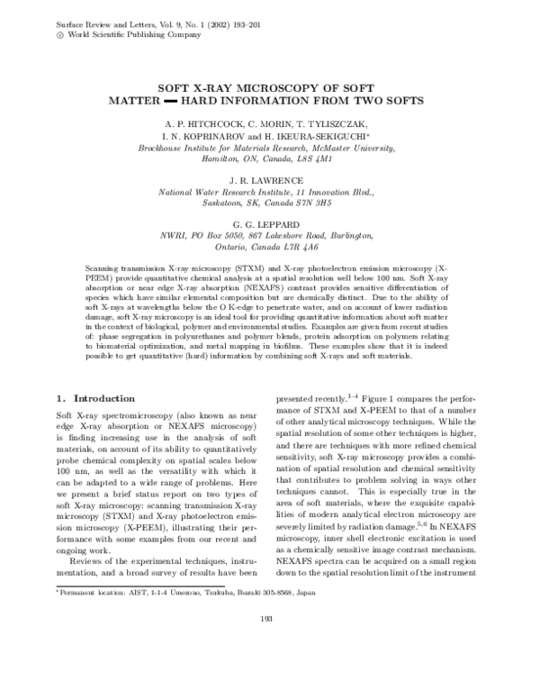 (PDF) Soft X-Ray Microscopy of Soft Matter — Hard Information from Two Softs | Hiromi Ikeura ...