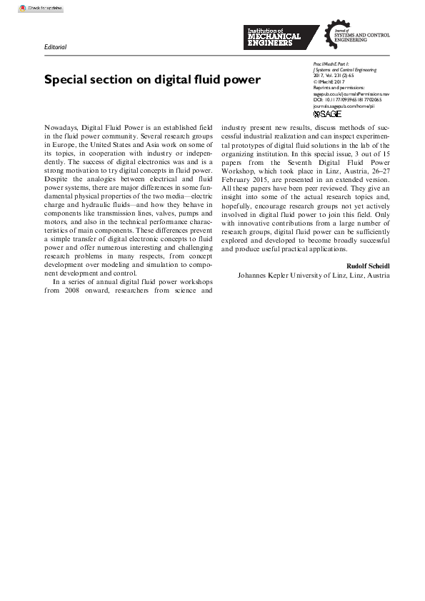 (PDF) Special section on digital fluid power